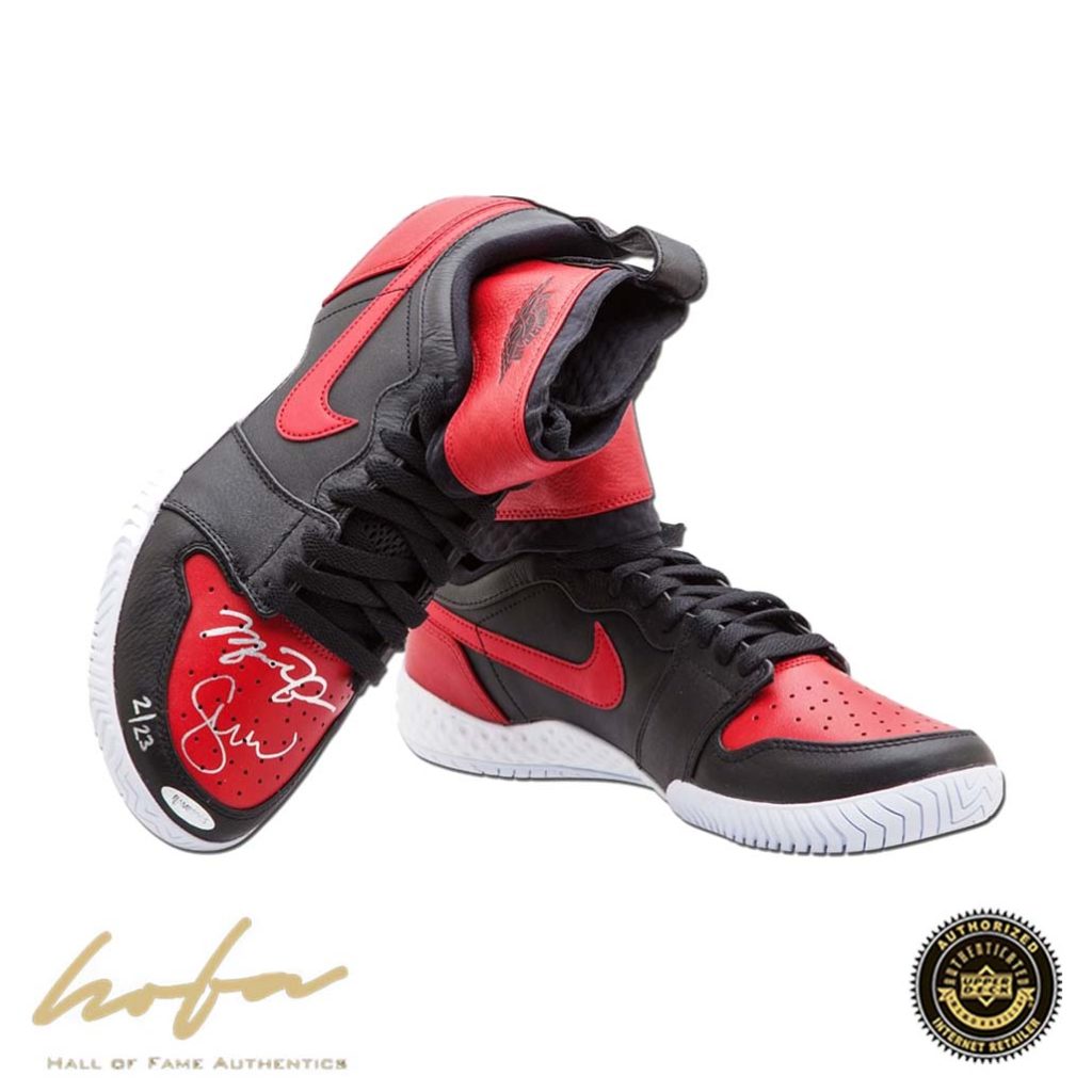 MICHAEL JORDAN/SERENA WILLIAMS DUAL SIGNED NIKE 23 RED & BLACK FLARE ...